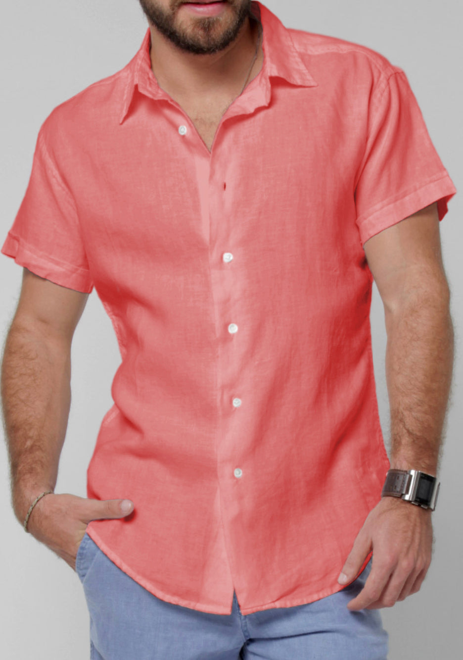 Short Sleeve Button Down Linen Shirt | Regular Fit – Claudio Milano